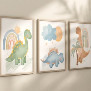 Dinosaur Wall Decor - Dinosaur Print - Canvas Watercolor Dino Baby Boy ...