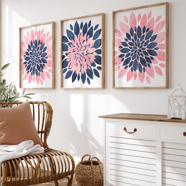 Pink and Navy Blue - Etsy