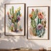 Cactus Wall Decor Succulent Cactus Art Print Canvas Watercolor Flower ...
