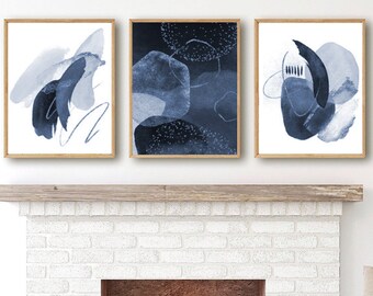 Abstract Wall Art Navy - Etsy
