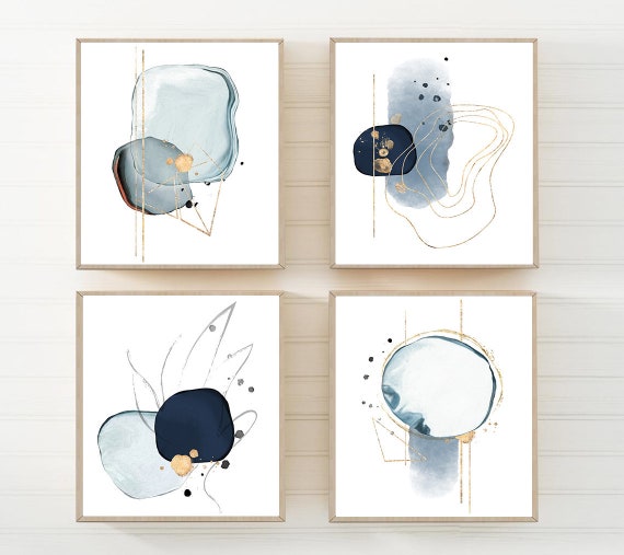 Navy Abstract Wall Art Navy Blue Abstract Art Prints or - Etsy