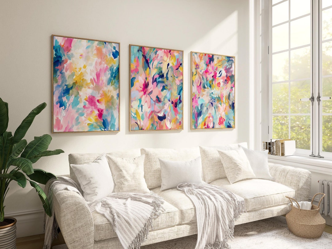 Colorful Abstract Wall Art - Flower Abstract - Bold Bright Wall Decor ...