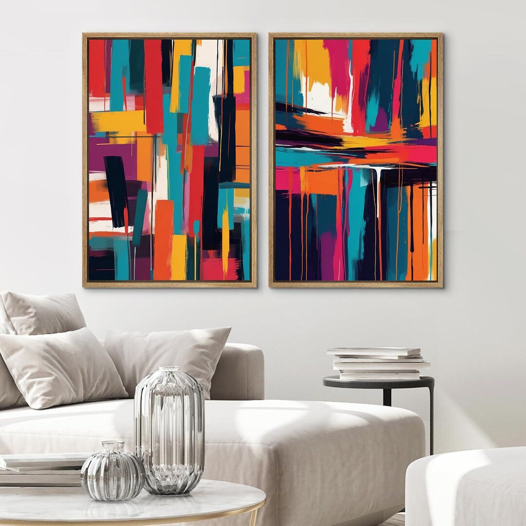 Colorful Abstract Wall Art - Colorful Stripe Art Print - Maximalist ...