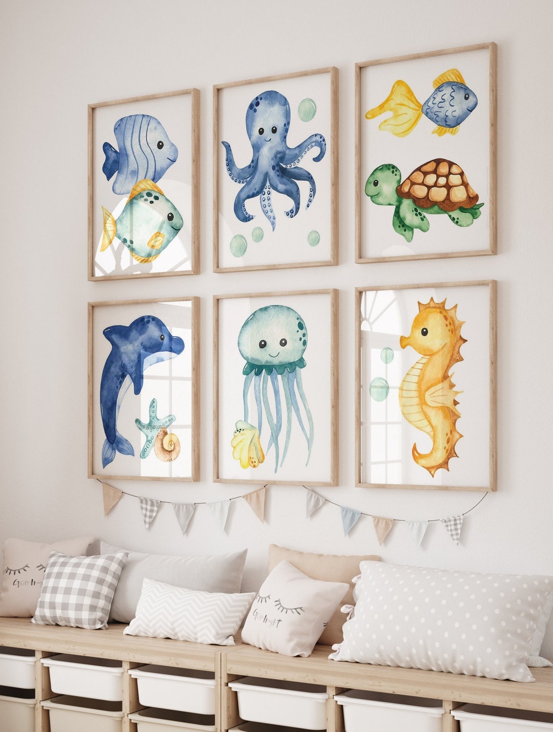 Ocean Animals Wall Art - Ocean Sea Animals Art Print - Sea Animals Kid ...