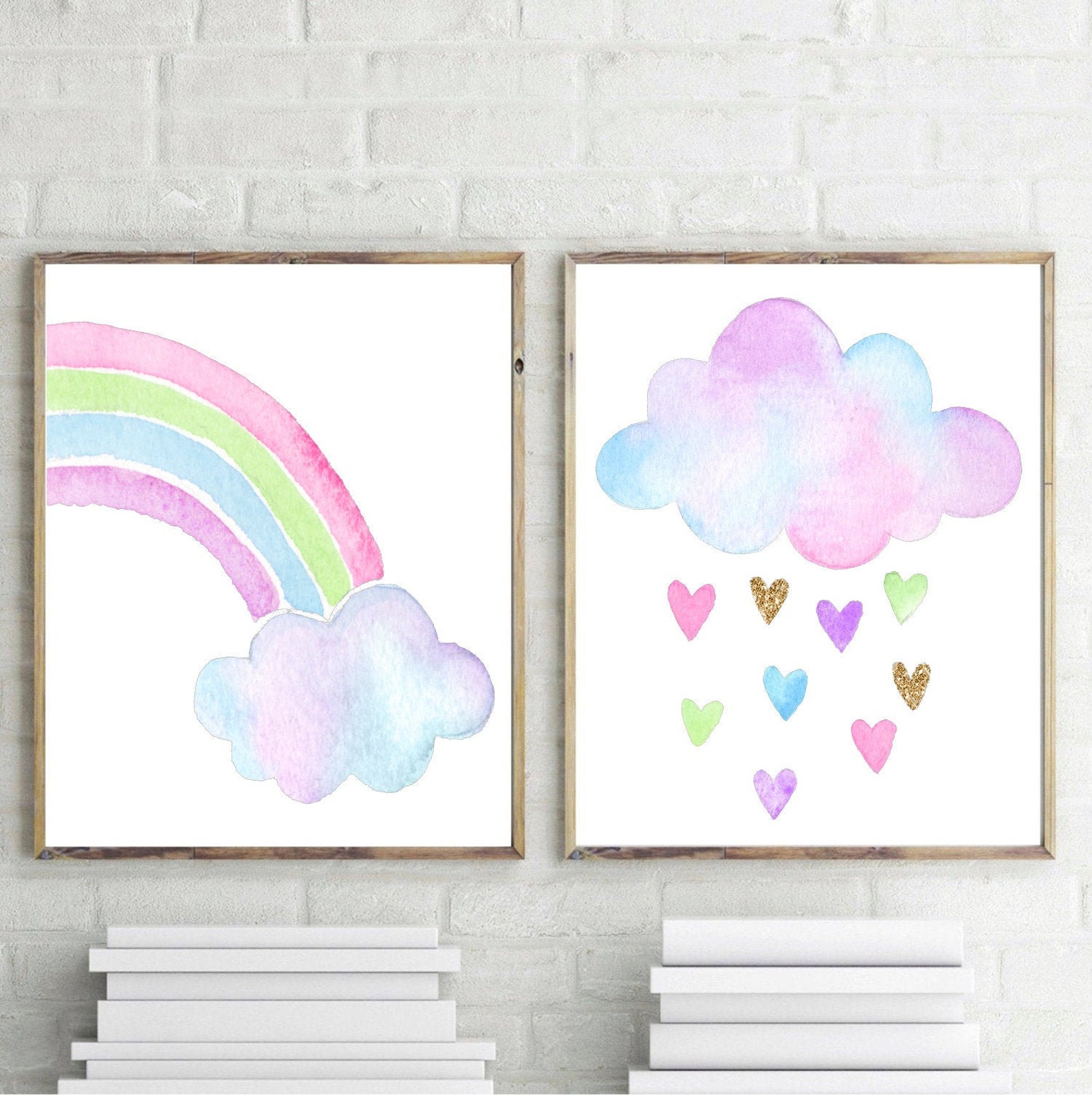Rainbow Clouds Wall Art - Rainbow Cloud Art - Rainbow Artwork - Rainbow ...