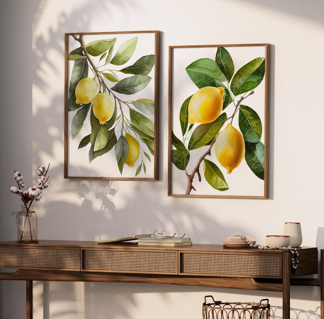 LEMON Wall Decor Lemon Art Prints Frames or Canvas Watercolor - Etsy
