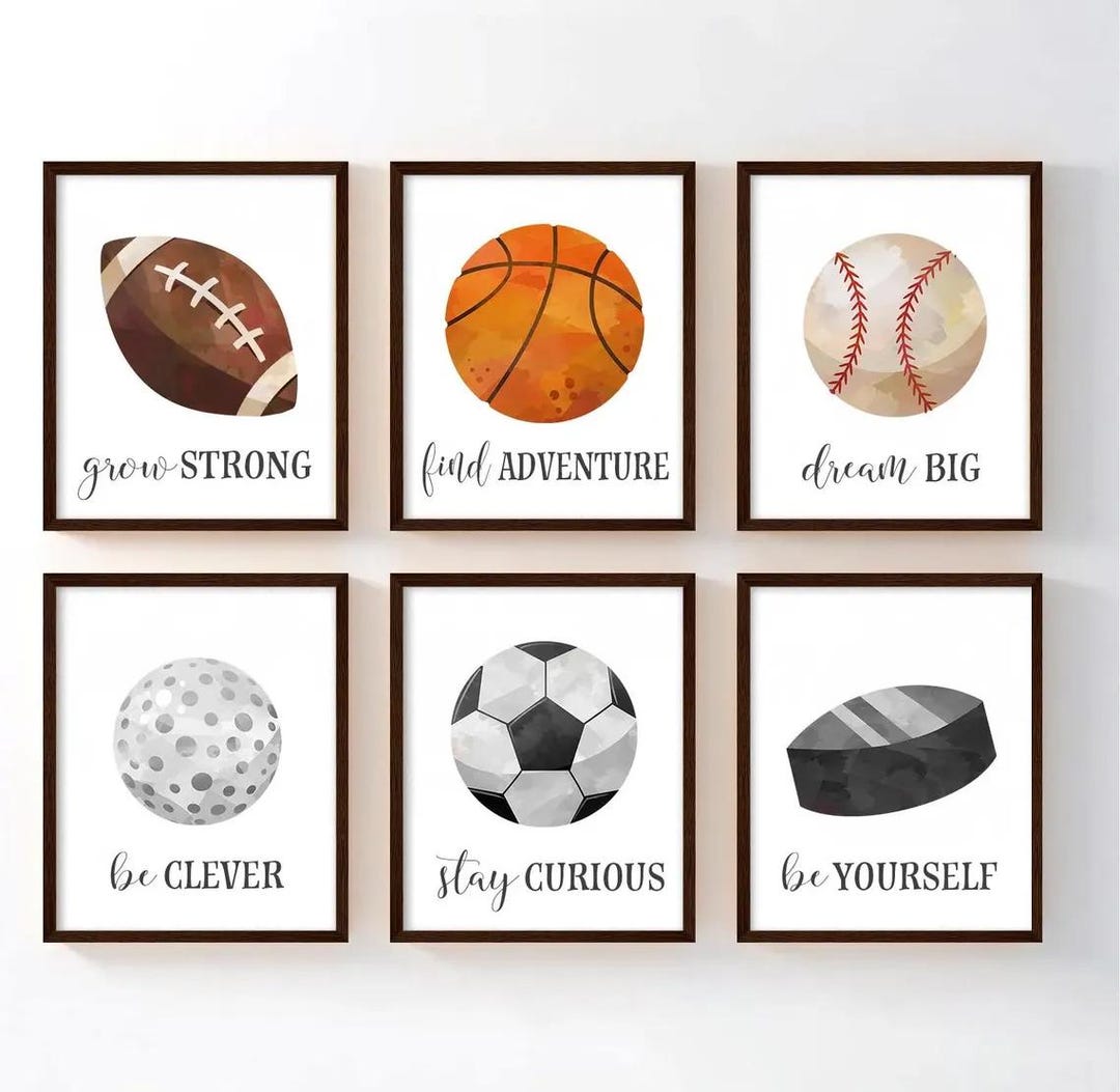Sports Quotes Nursery Canvas - Sports Boy Wall Art Prints - Watercolor ...