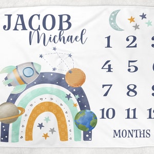 SPACE Milestone BLANKET, Outer Space Name Blanket, Planets Newborn ...