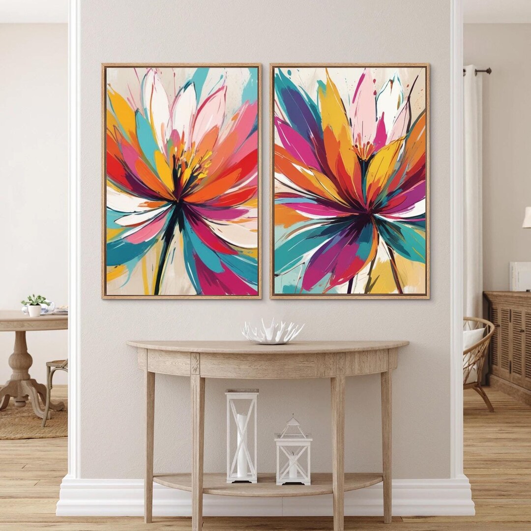 Bold Colorful Flower Wall Art - Large Flower Print - Framed Canvas ...