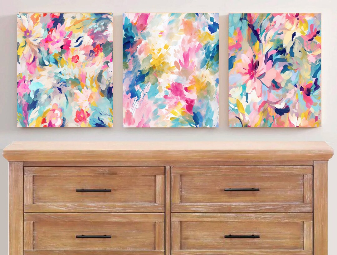 Colorful Abstract Wall Art Flower Abstract Prints Framed Bold Bright ...