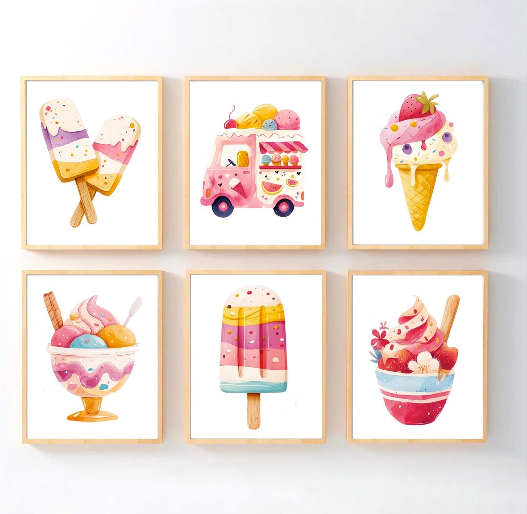 Ice Cream Shop Wall Art - Watercolor Ice Cream Sundae Art Print ...