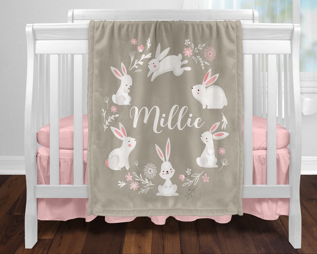 Bunny Blanket, Baby Girl Bunny Rabbit Blanket, Personalized Baby Shower ...