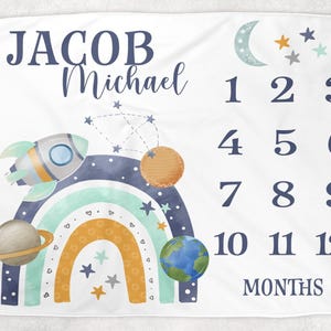 Space Milestone Blanket - Outer Space Name Blanket - Planets Newborn ...