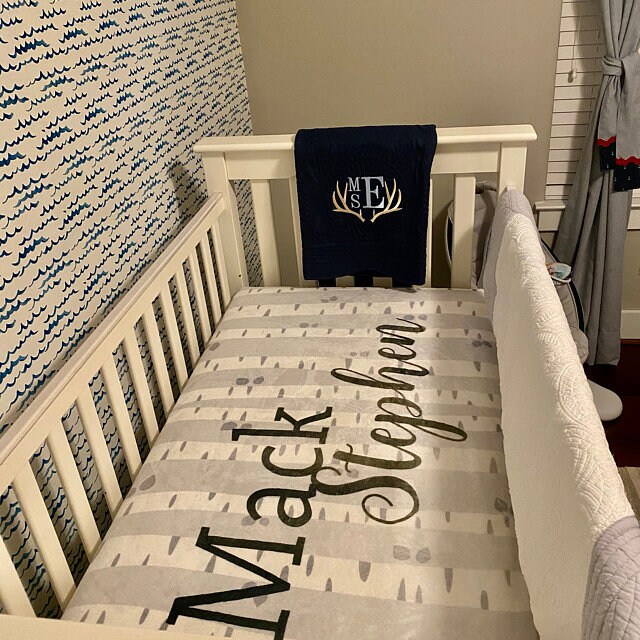 Boy Name Crib Sheet Baby Boy Name Personalized Crib Sheet | Etsy