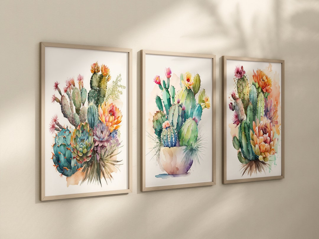 CACTUS Wall Art Succulent Cactus Art Prints or Canvas Set of - Etsy