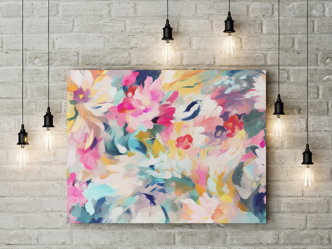 Colorful Abstract Print Colorful Floral Art Prints or Canvas Set of 1 ...