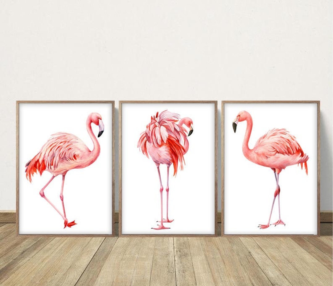 Flamingo Wall Decor Flamingo Prints Framed Watercolor Flamingo Girl ...