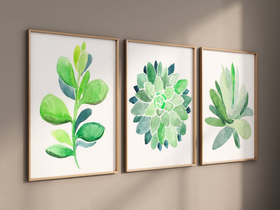 Succulent Wall Decor Succulent Art Prints Framed Watercolor Succulent ...