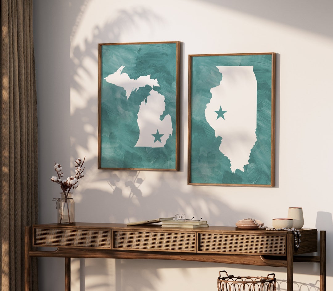 Two States Wall Decor - Custom Family State Wall Art - Framed States ...