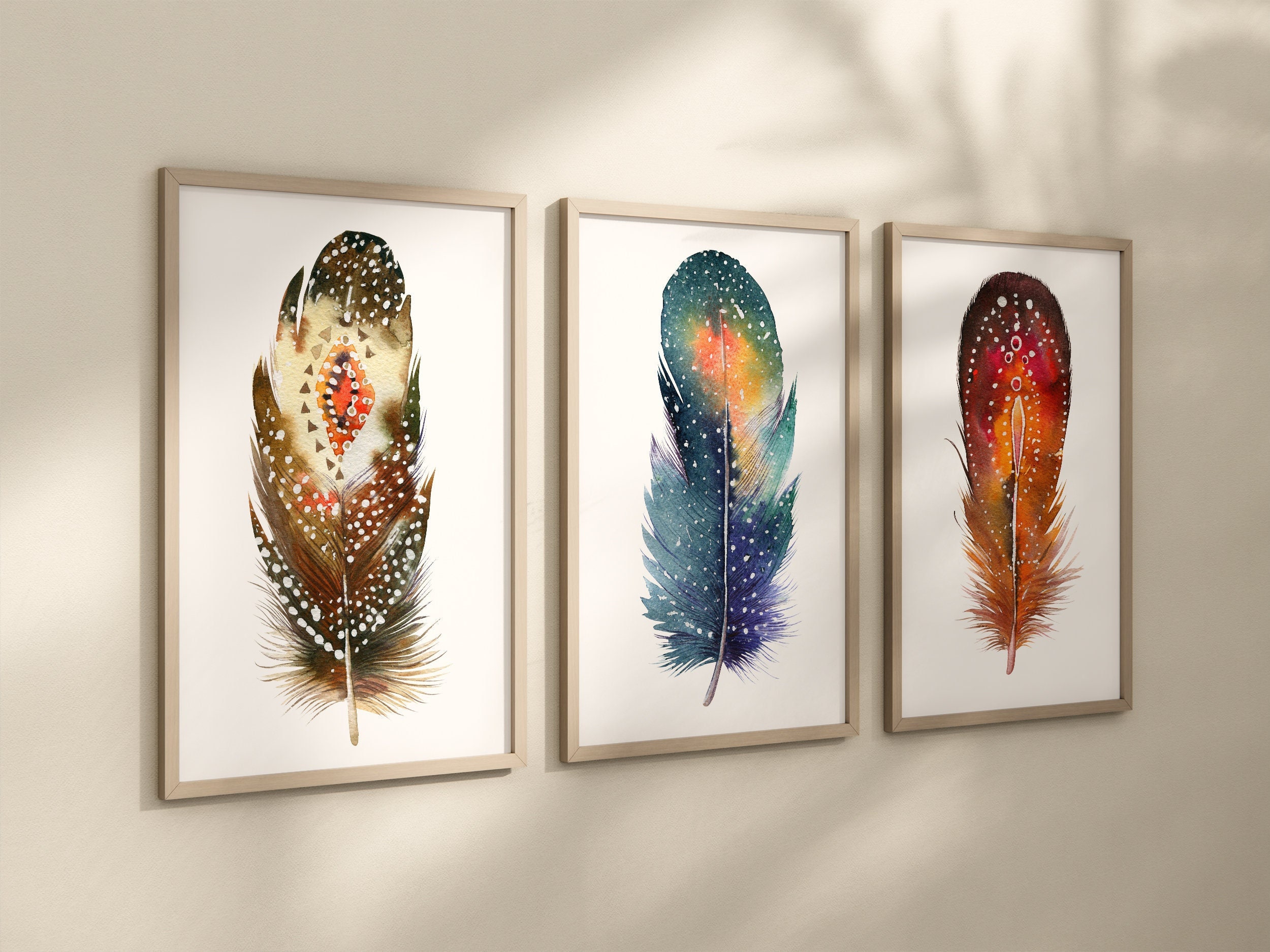 Watercolor Feather Wall Art Feather Artwork Prints or Canvas - Etsy