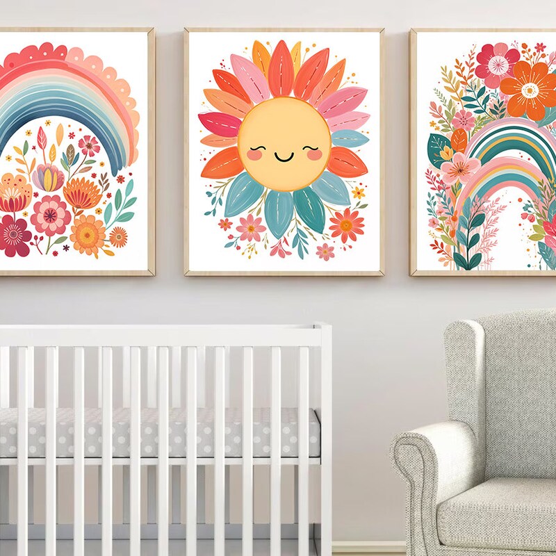 Rainbow Flower Wall - Etsy