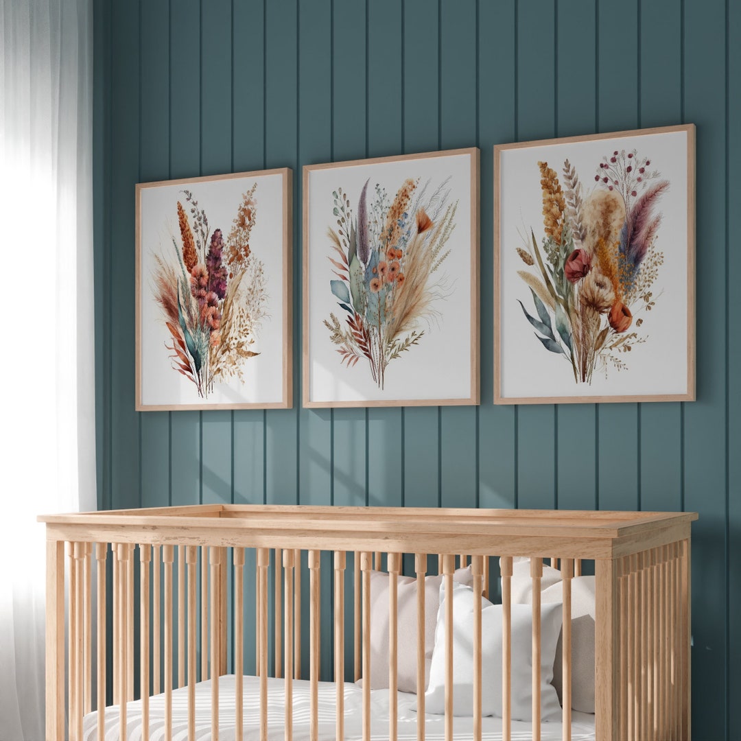 Boho Pampas Wall Art - Pampas Grass Art Print - Framed Wildflower Artwork - Wildflower Nursery ...