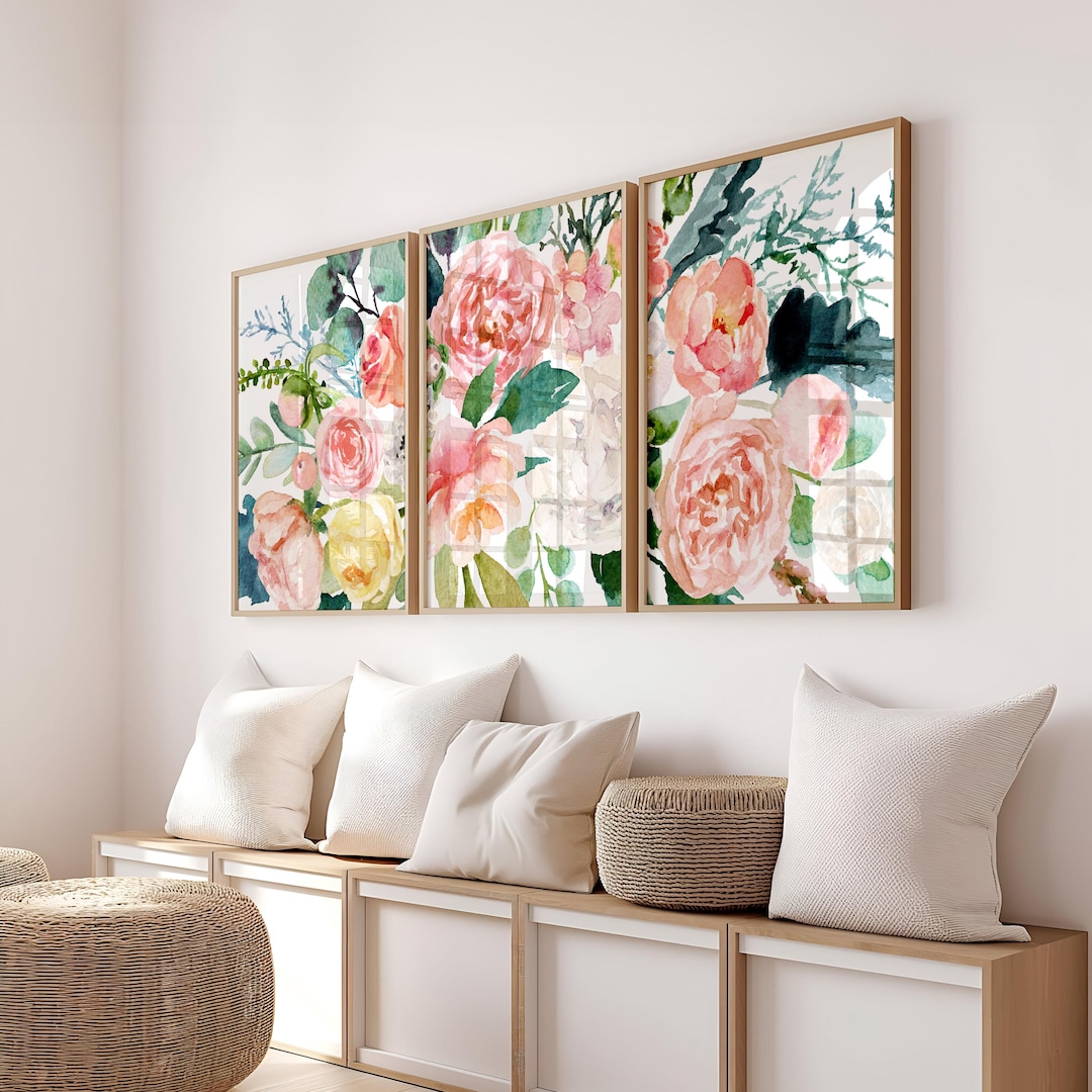 Watercolor Flower Wall Art - Flower Art - Floral Wall Decor - Pink ...