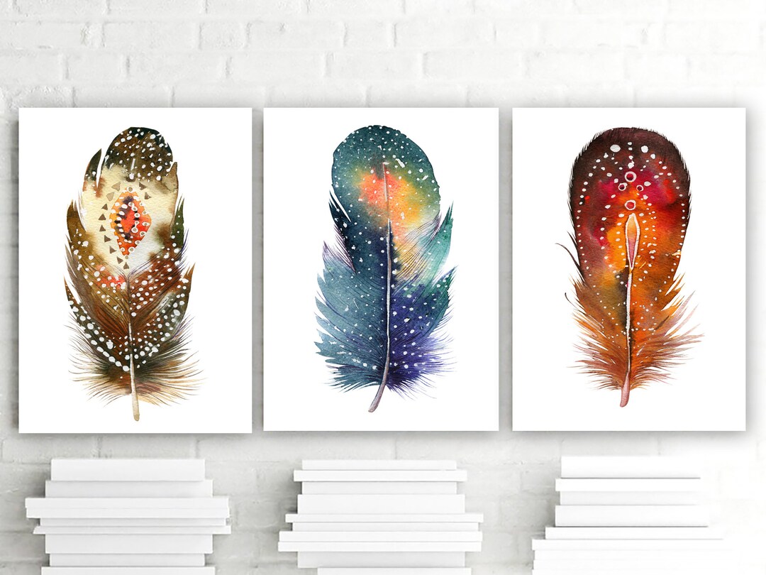 Watercolor Feather Wall Art Feather Artwork Prints Framed Minimalist ...