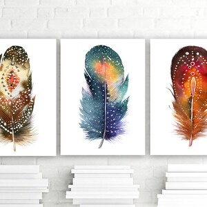 Watercolor Feather Wall Art - Feather Artwork Print - Framed Minimalist ...