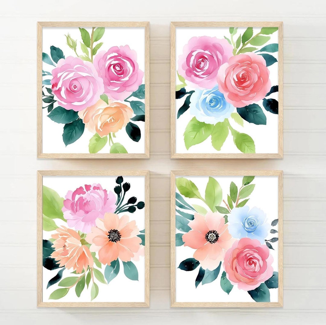 Bright Floral Wall Art - Spring Flower Art Print - Framed Floral ...