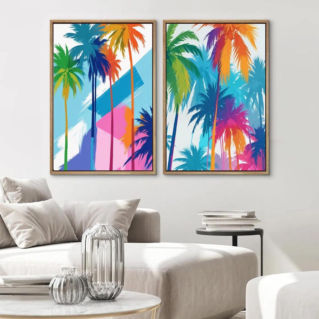 Abstract Palm Tree Wall Art - Beach House Art Print - Palm Tree Canvas ...