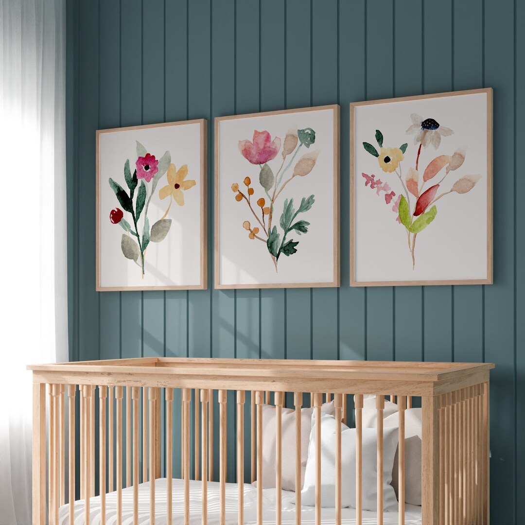 Watercolor Wildflower Wall Decor - Wildflower Nursery Wall Art Print - Wildflower Canvas ...