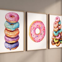 Colorful Donut Print Donut Printable Pastry Patisserie Wall Art Kitchen ...