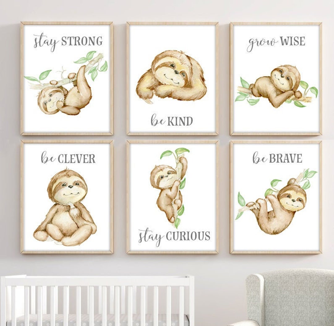 Sloth Quote Wall Art - Watercolor Sloth Print - Framed Watercolor Sloth ...