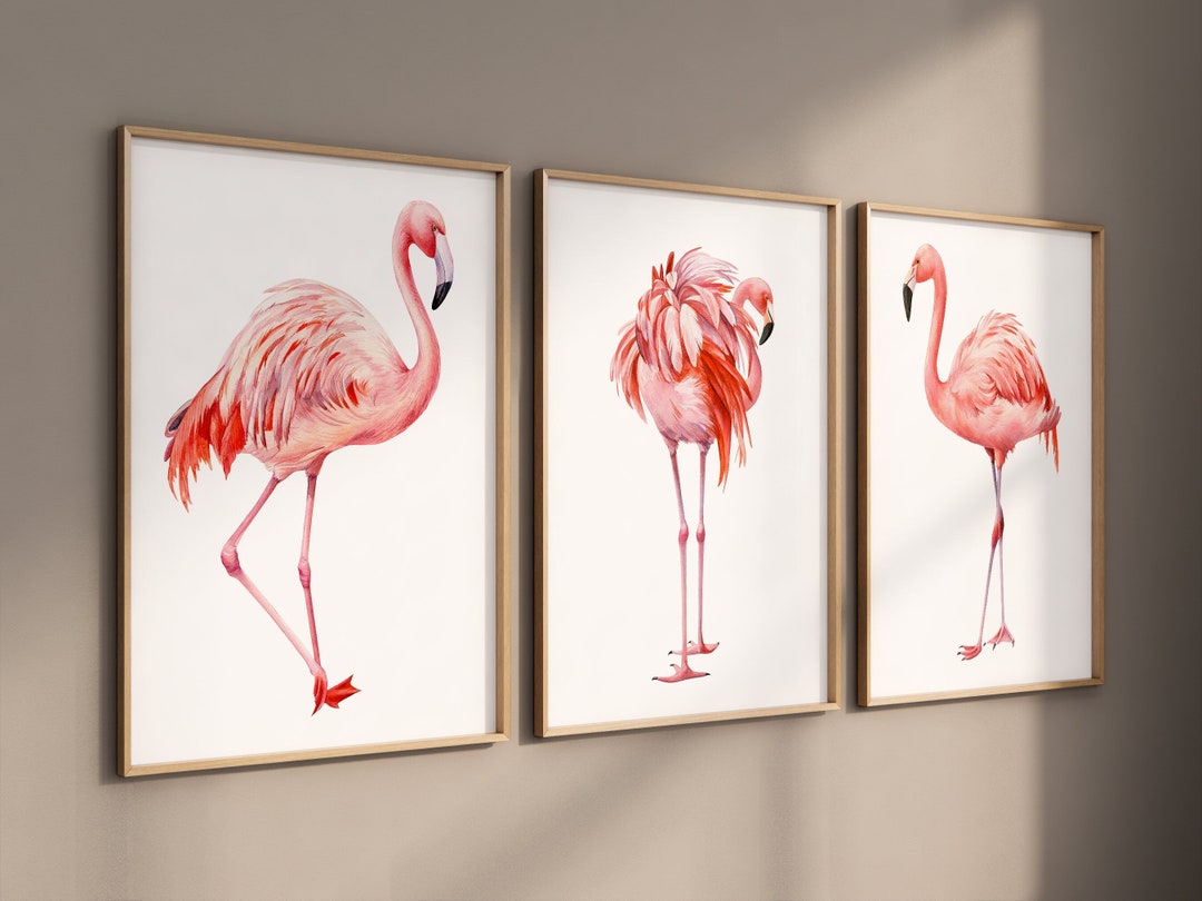 Flamingo Wall Decor, Flamingo Prints, Framed Watercolor Flamingo ...