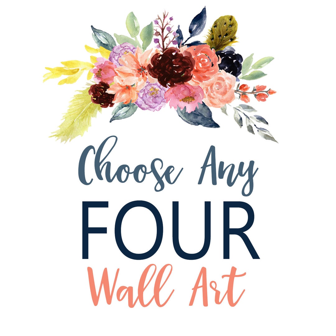 Choose Any FOUR 4 Wall Art Prints - Framed Mix and Match Decor Canvas ...