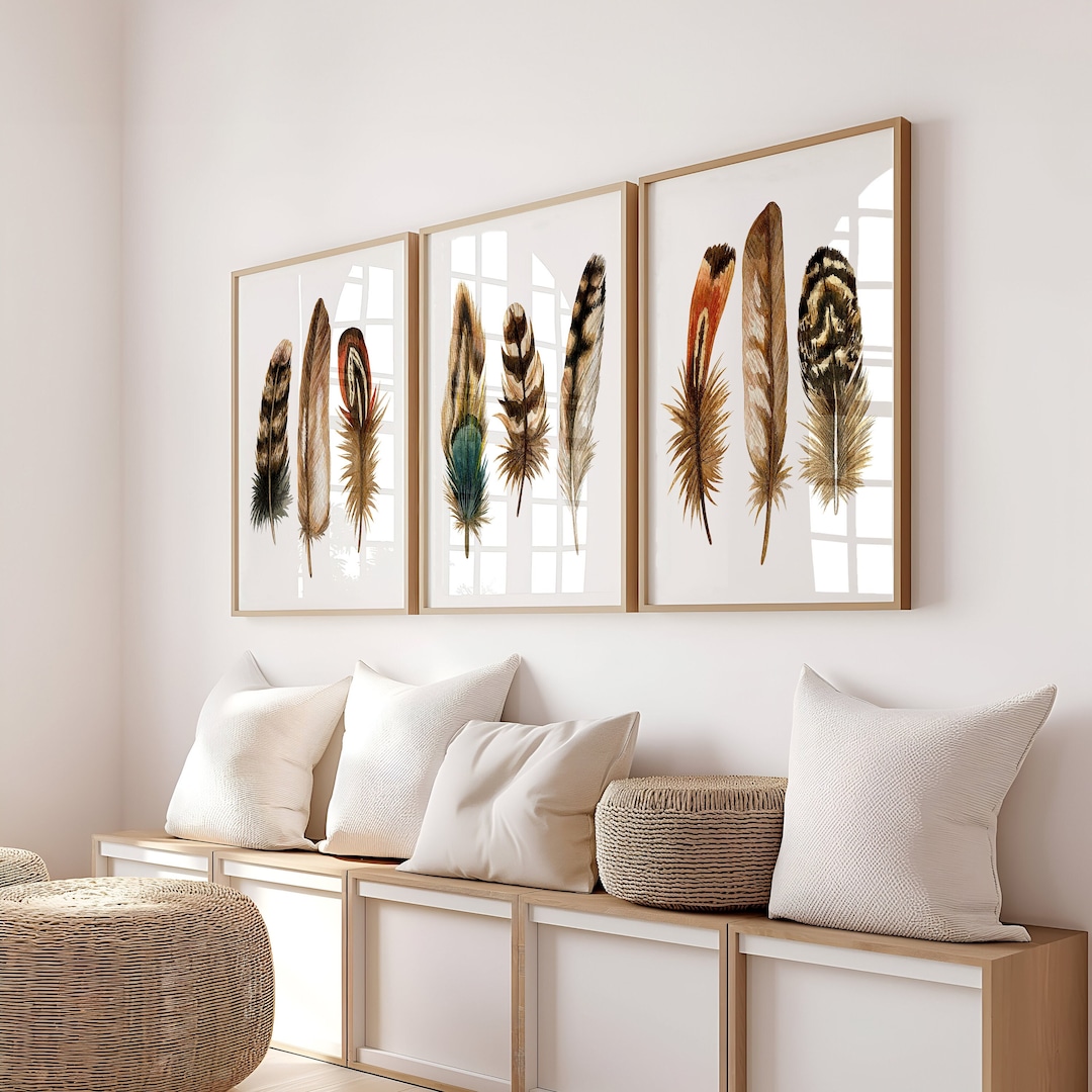 Framed Feather Wall Art - Feather Art Print - Watercolor Feather Canvas ...