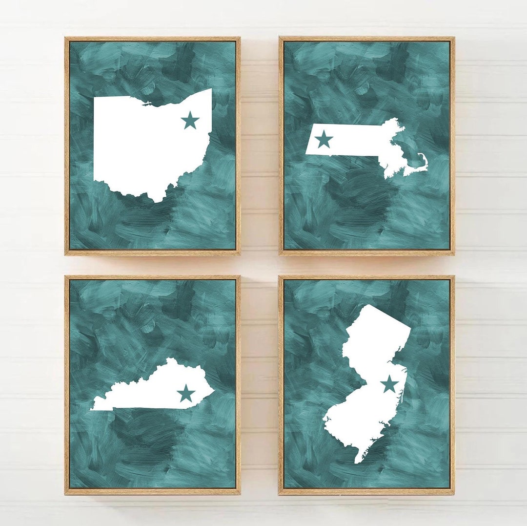 Four States Wall Art - Custom State - State Artwork - Personalized ...