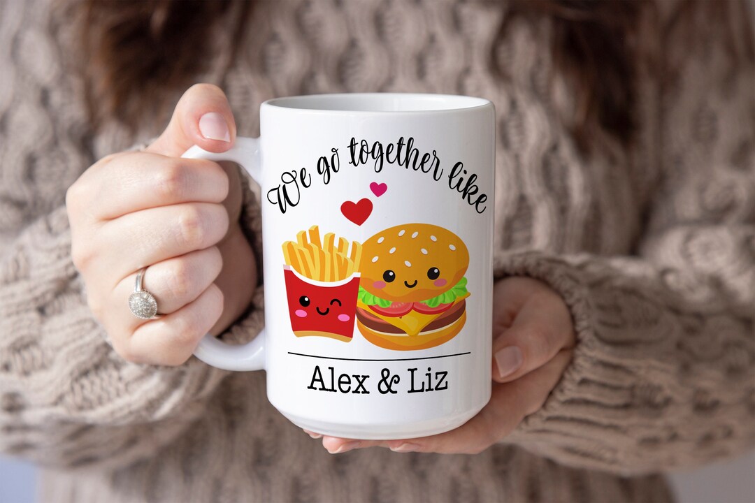 We Go Together Like Mug, Hamburger Fries Mug, Cute Faces Best Friends ...