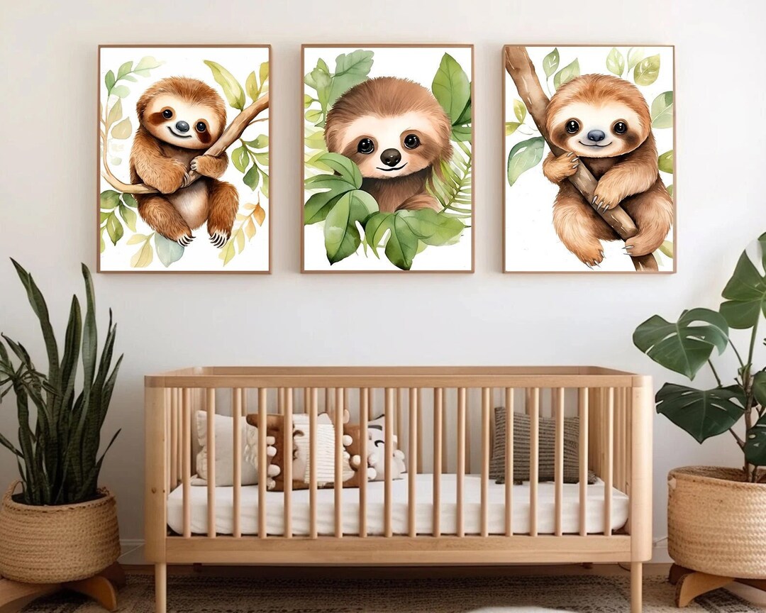 Sloth Wall Art - Watercolor Sloth Art Print - Framed Watercolor Sloth ...