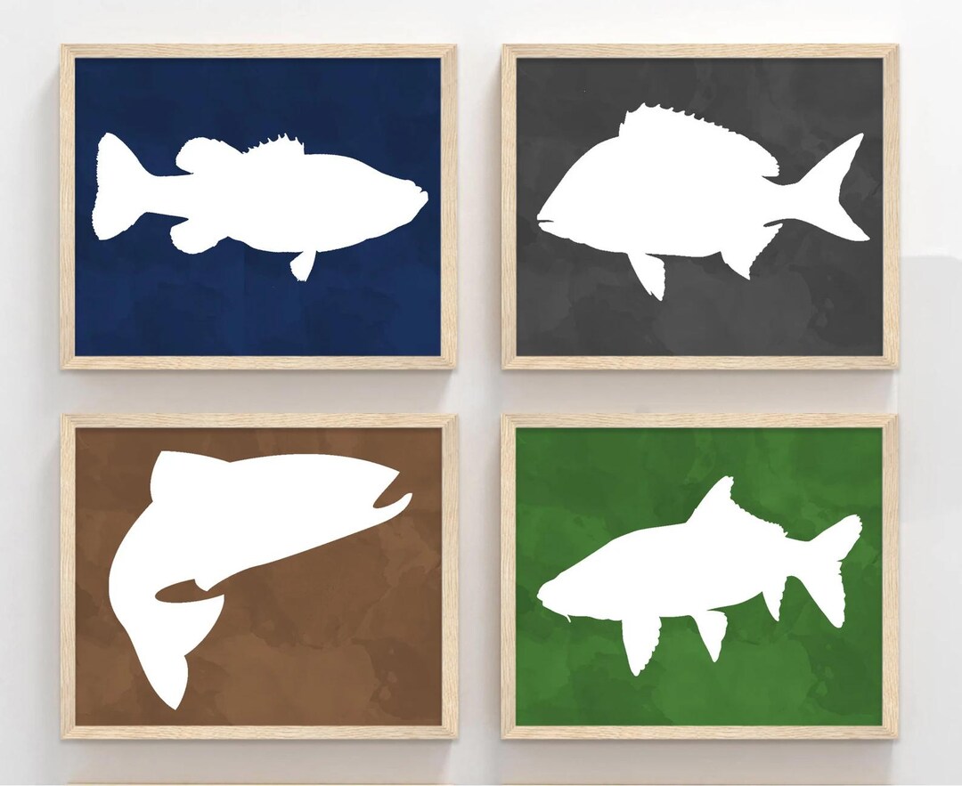 Framed Fish Wall Art - Lake Fish Theme Art Print - Lake House Fish ...