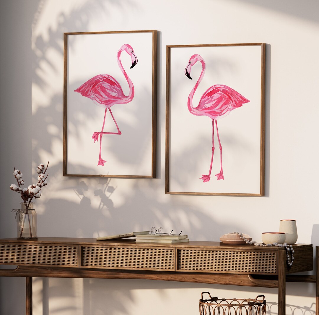Flamingo Wall Decor Flamingo Prints Frames or Canvas Set of - Etsy