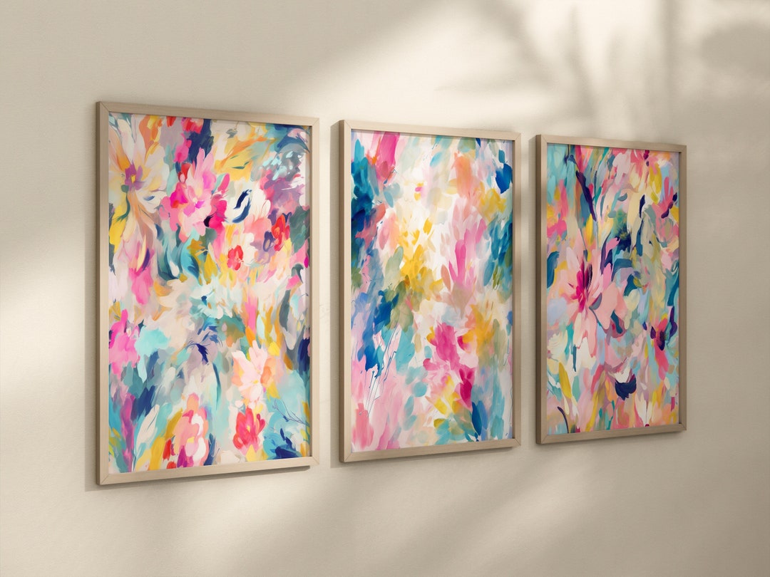 Colorful ABSTRACT Wall Art, FLOWER Abstract Prints or Canvas Art, Bold ...