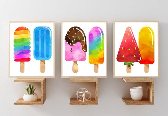 Popsicle Art Wall Art Popsicles Art Prints or Canvas Set of - Etsy