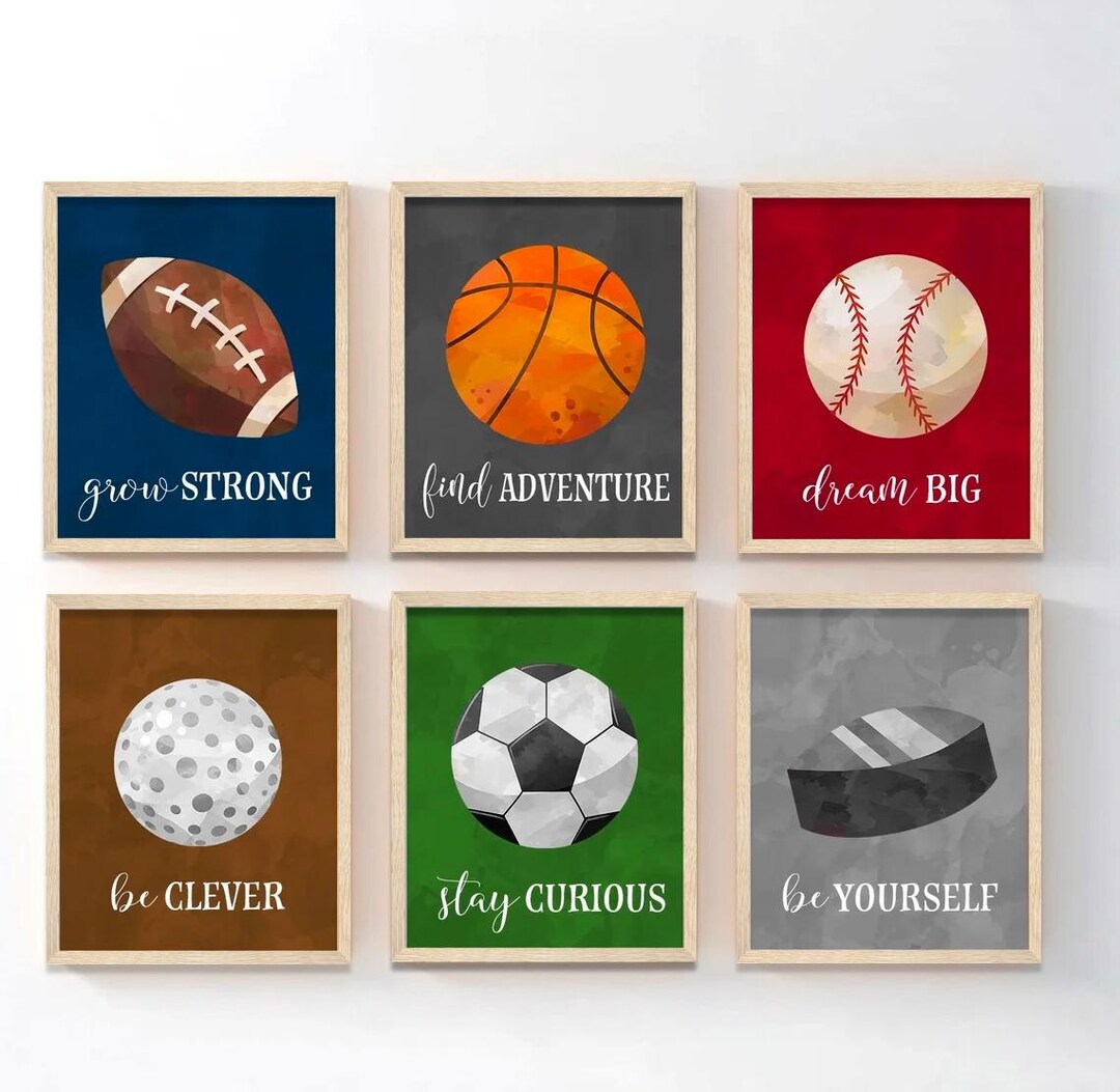 Sports Quotes Wall Art Decor Set of 6 - Sport Balls - Etsy