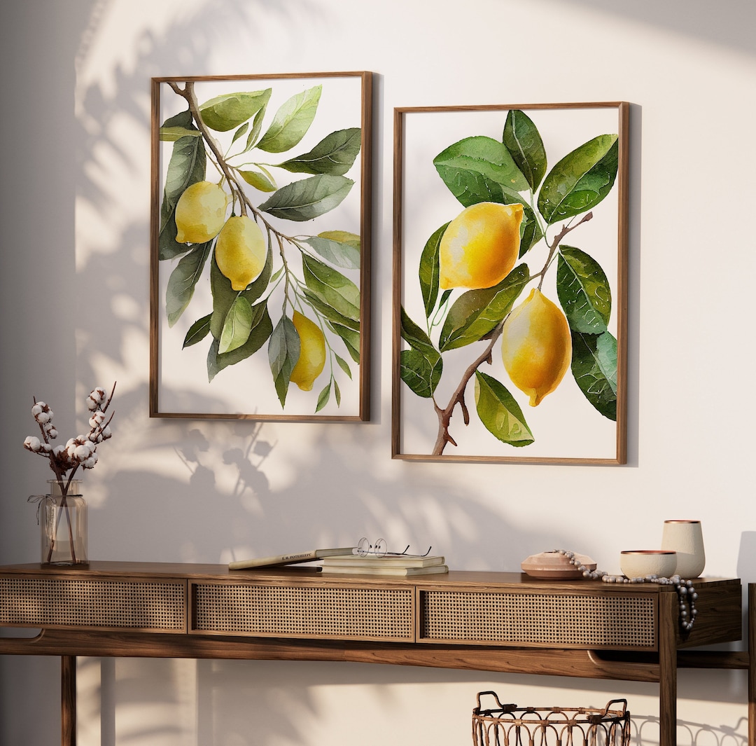 Framed Lemon Wall Decor - Lemon Wall Art Print - Lemon Kitchen Decor ...