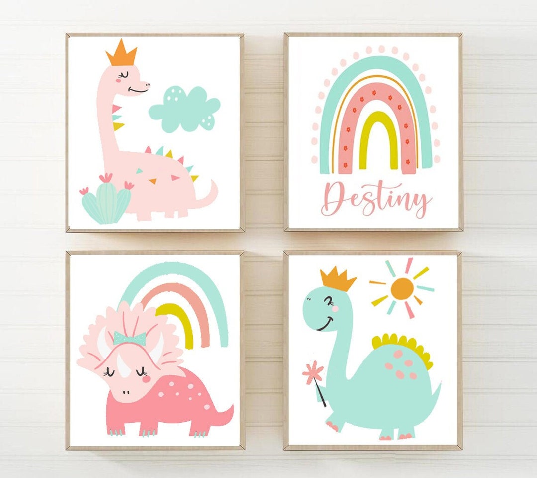 Girl Dinosaur Pictures, Girl Dinosaur Rainbow Decor, Girl Dinosaur ...