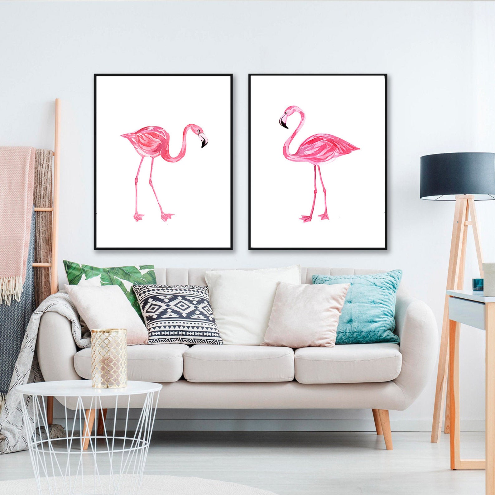 Flamingo Wall Decor Flamingo Art Prints or Canvas Set of 2 - Etsy