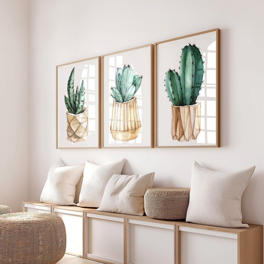 Cactus Wall Art - Succulent Cactus Art - Watercolor Cactus Plant ...