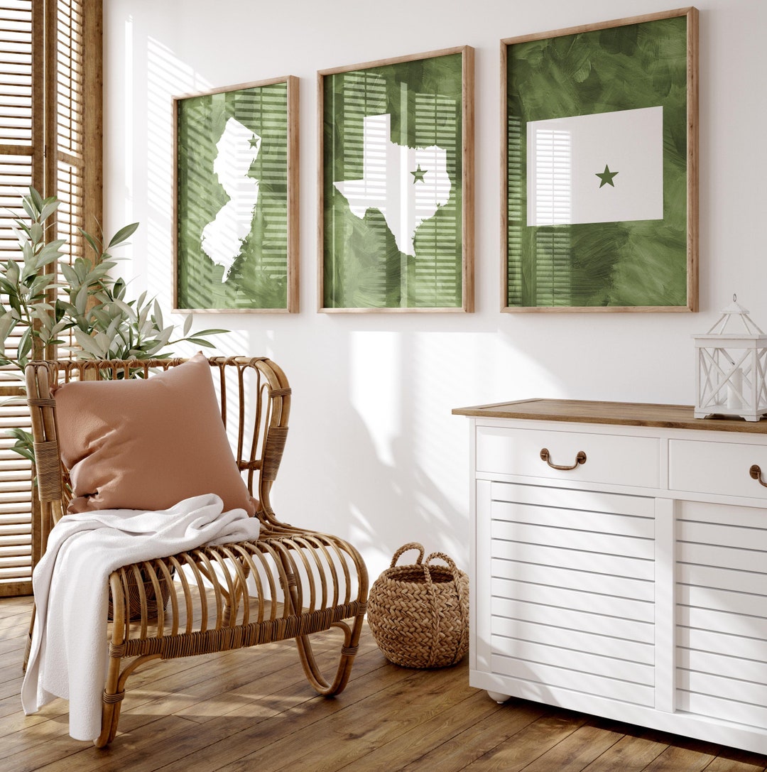 Three States Wall Decor - Family State Wall Art - 3 States Map Artwork ...